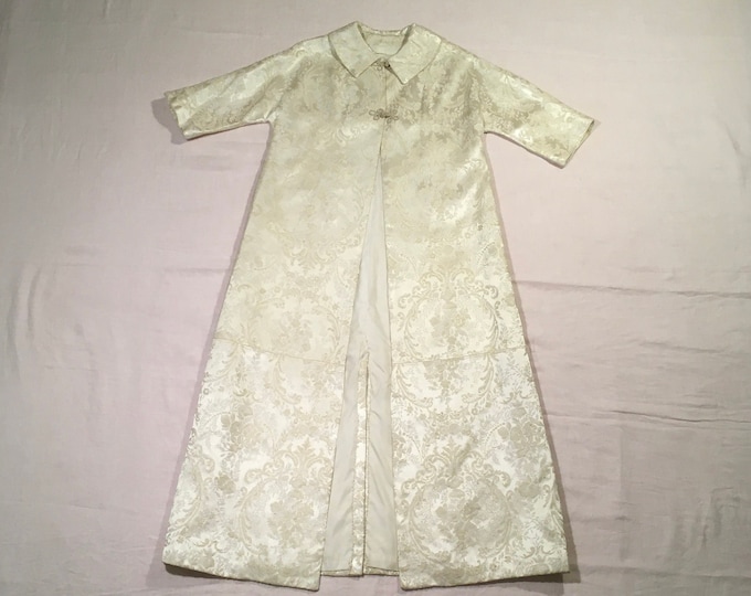 Vintage Handmade Womens 60s White Satin Brocade Opera Coat Dolman Half ...
