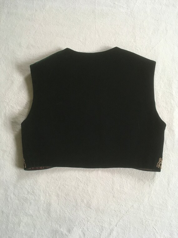 vintage 40s green velvet bolero vest steel cut beaded… - Gem