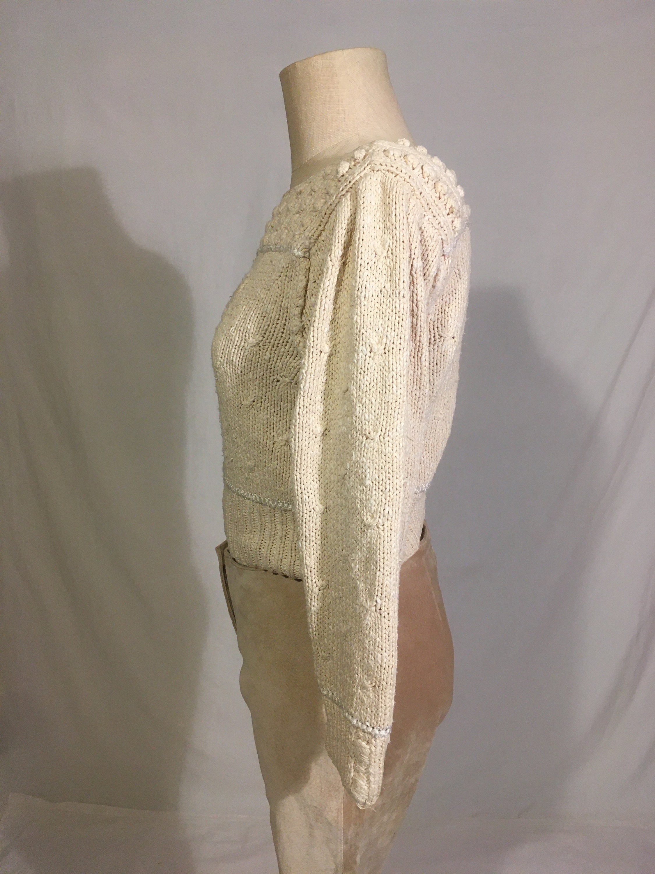 Vintage 80s Liz Claiborne Collection Knitted by Hand Ivory - Etsy