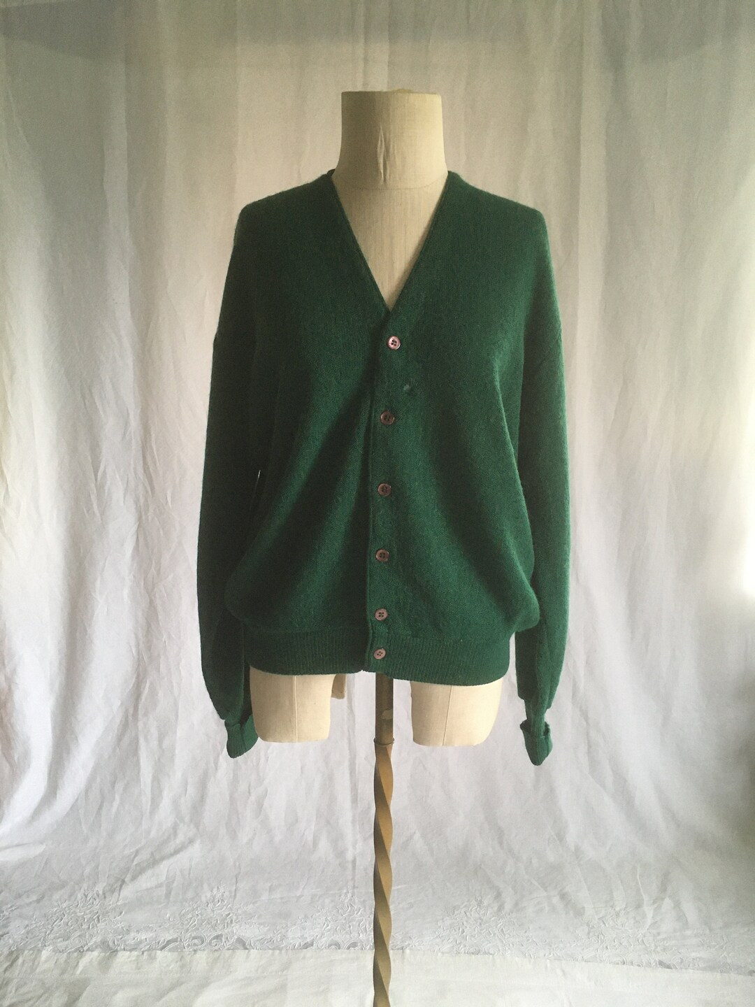 Vintage 60s Virgin Alpaca Worsted Wool Cardigan Kurt Grunge - Etsy
