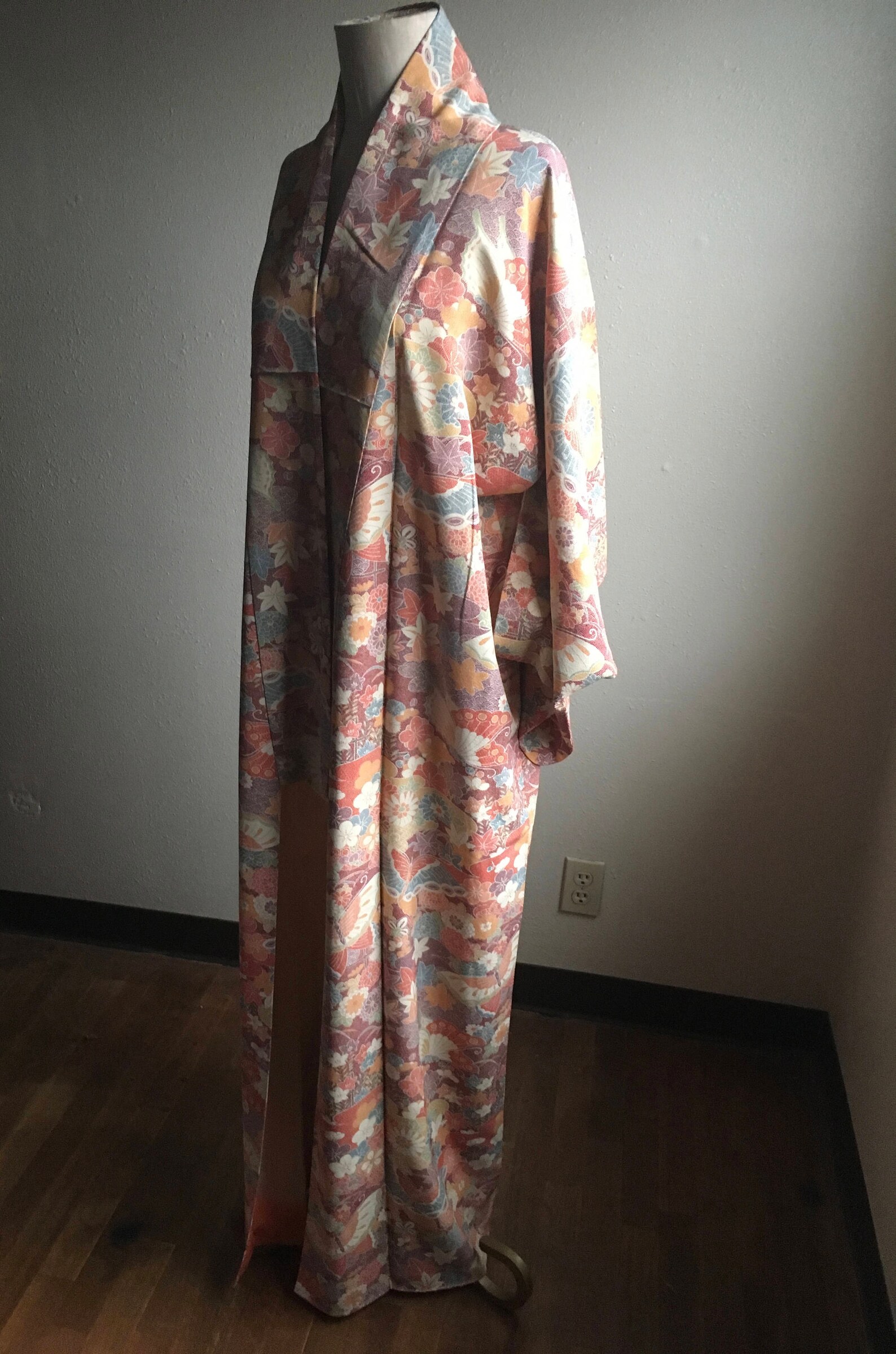 Vintage Traditional Japanese Kimono Robe Silk Butterfly Flower | Etsy