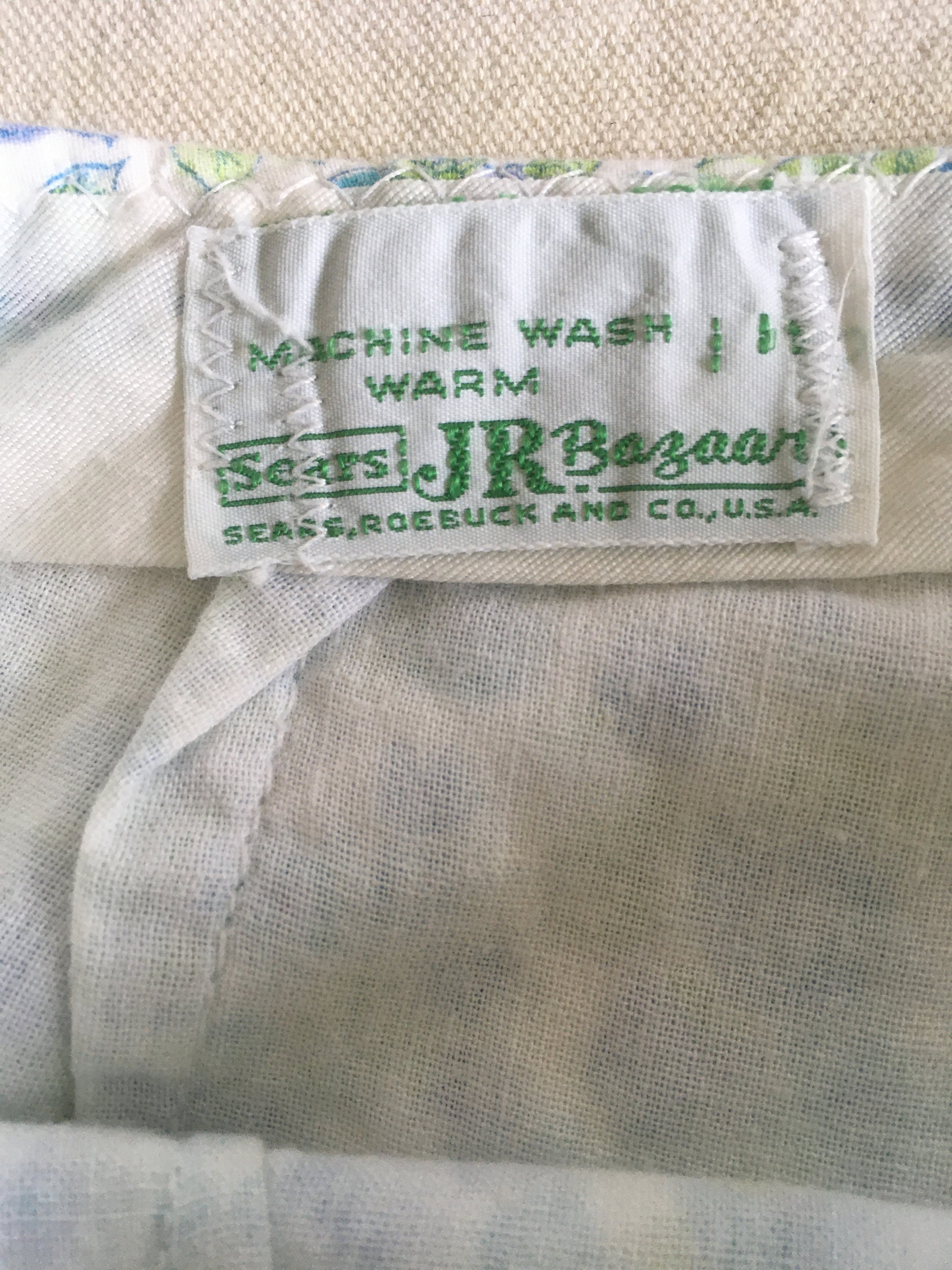 Vintage 50s Sears Roebuck Jr Bazaar Cotton Blue Floral Print High Waist ...
