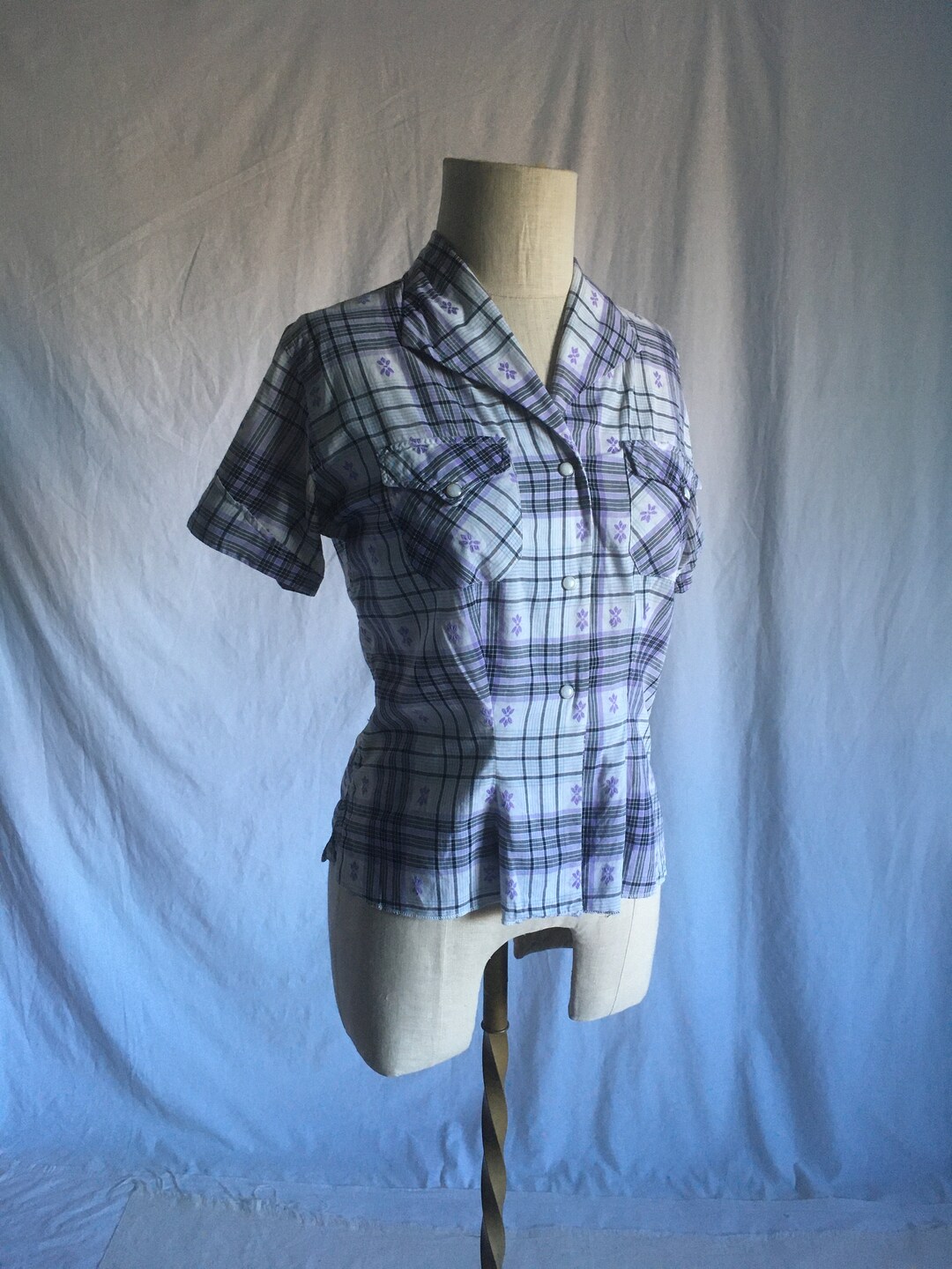 Vintage 50s H Bar C California Ranch Wear Womens Plaid Purple Short ...