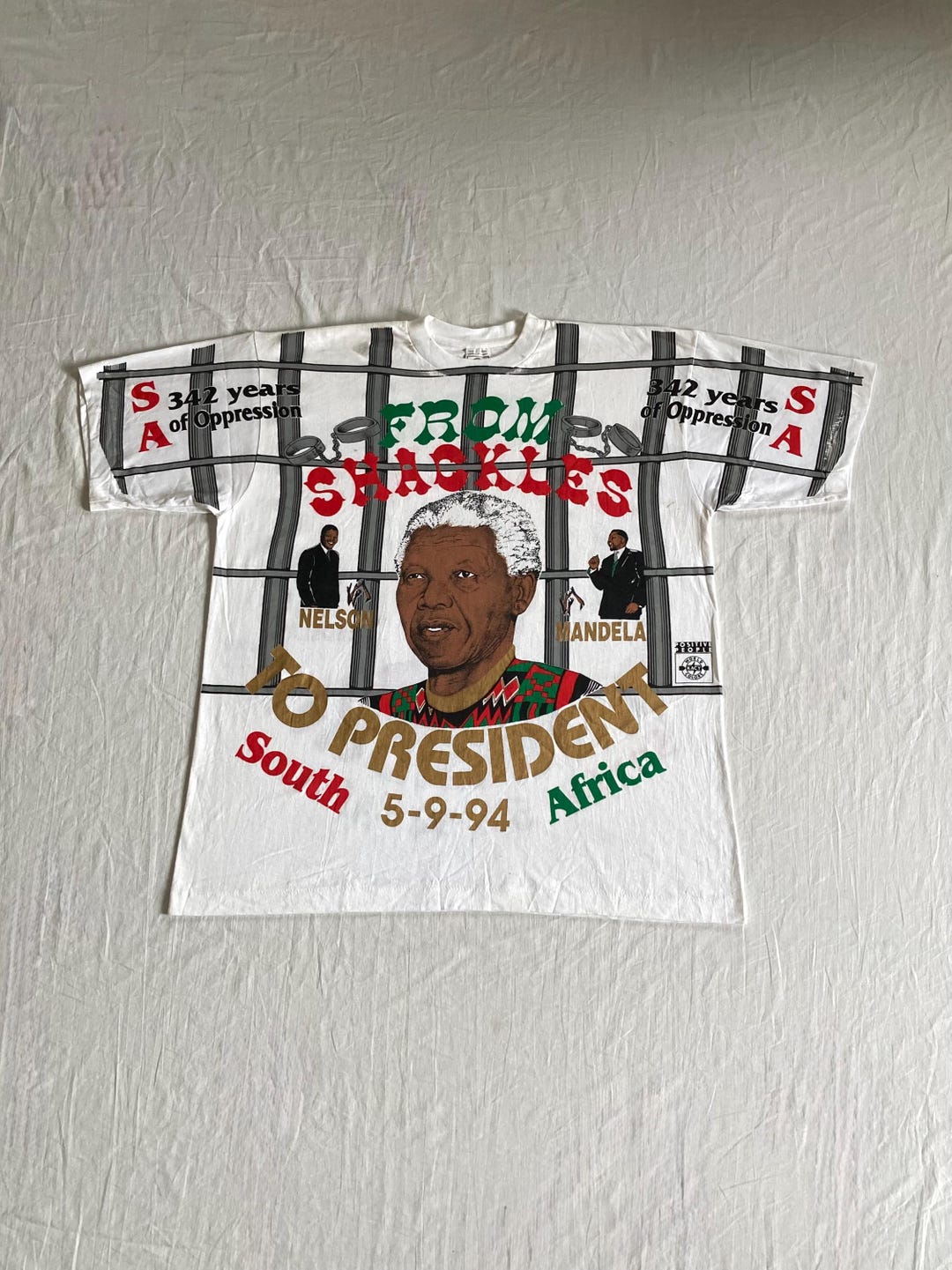Vintage 90s Kacy World Colors Nelson Mandela Shackles to President ...