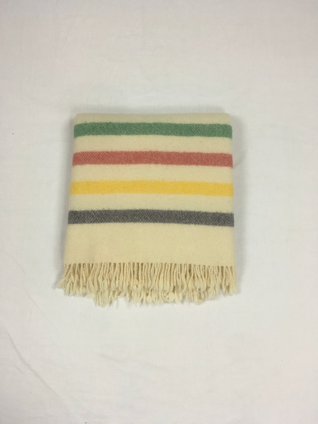 Vintage Hudsons Bay Co Caribou Rug HBC Wool Multi Color Striped Wool ...