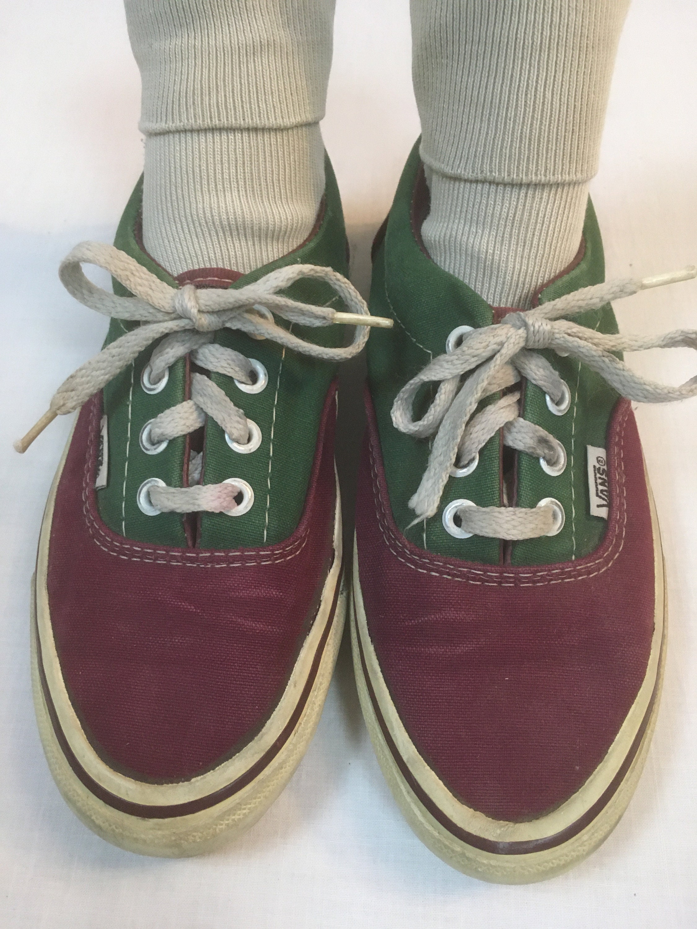 Vintage 80s Vans Skate Sneakers Made in USA Canvas Two Tone Vintage 80s Vans Skate Sneakers Made in USA Canvas Two Tone