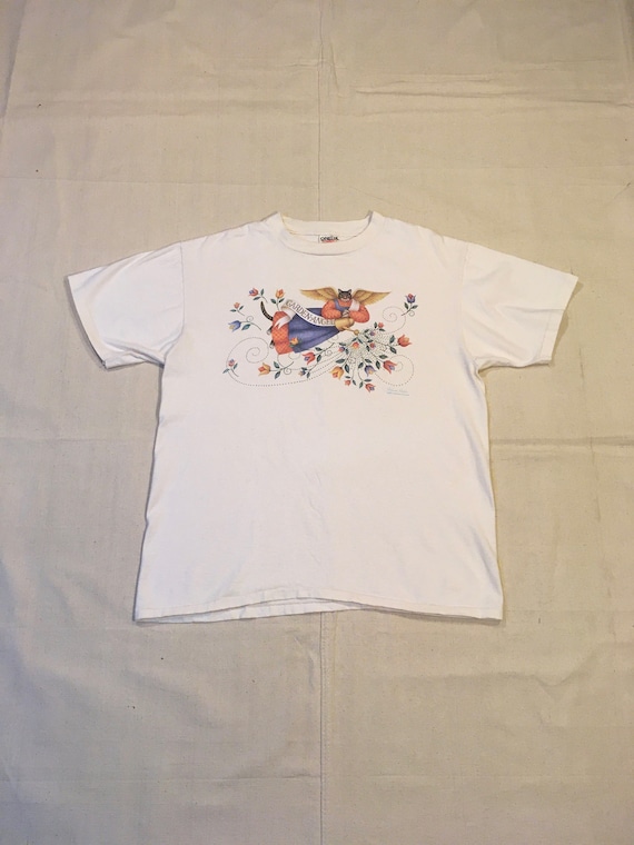 Vintage 90s Garden Angel Cat Stephanie Stouffer Art T Shirt - Etsy
