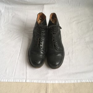 Vintage 20s Mens Black Leather Cap Toe Steel Toe Lace up Ankle Work ...