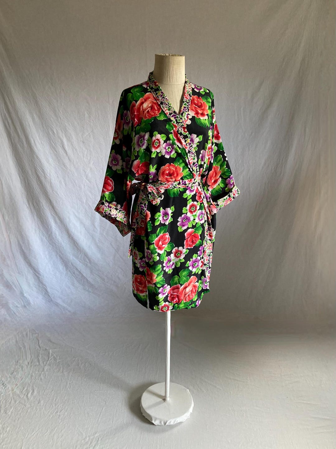 Vintage 90s Victorias Secret Gold Label Floral Robe Mid Length 1990s ...