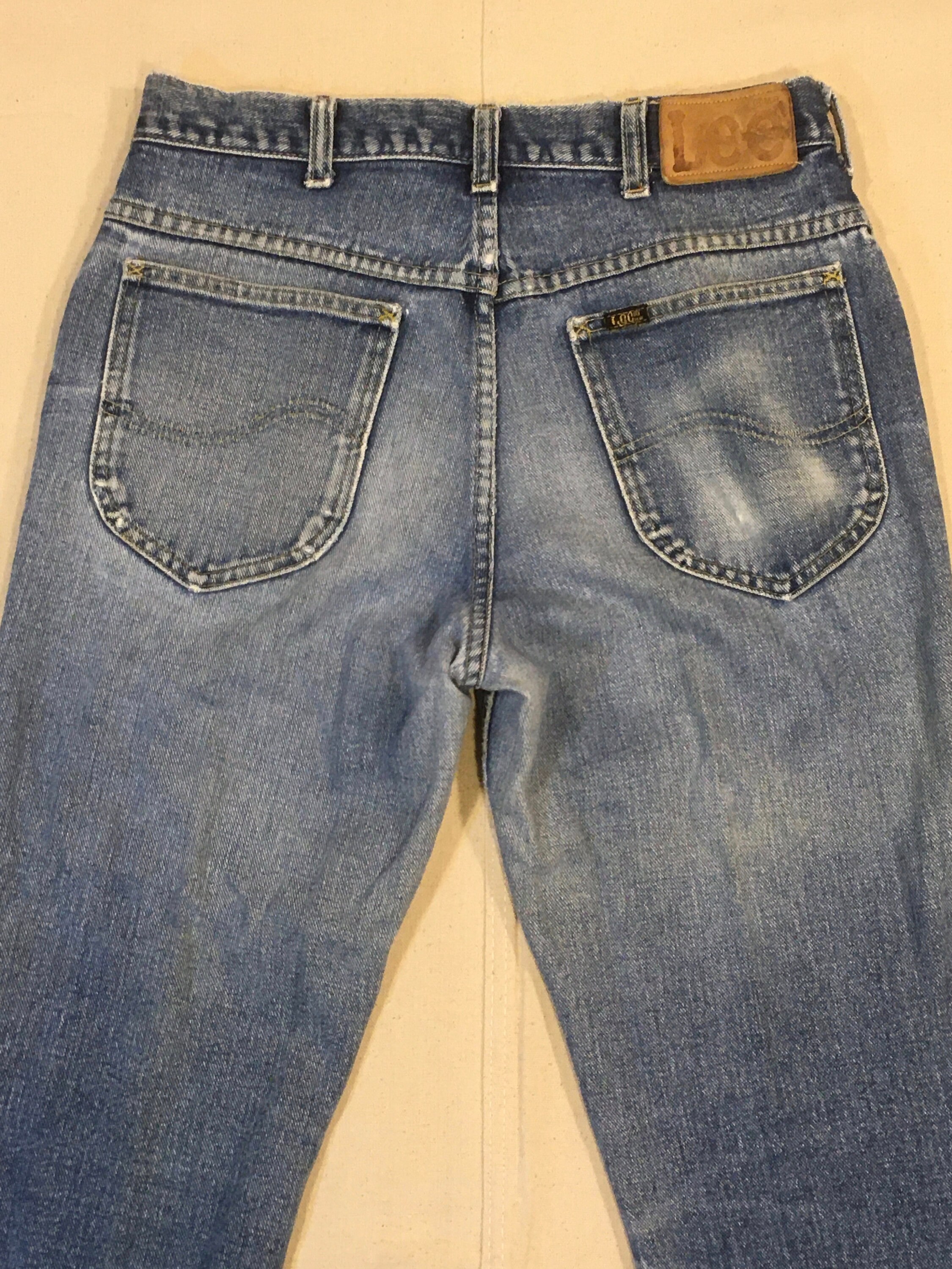 Vintage 70s Lee Riders Leather Patch Lee Rivets Blue Jeans Vintage 70s Lee Riders Leather Patch Lee Rivets Blue Jeans