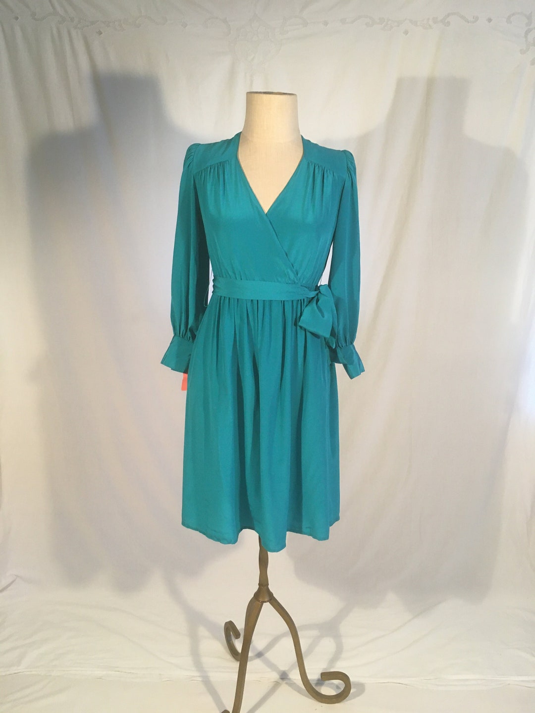 Vintage 70s NOS Helena Regen Silk Teal Cross Body Elastic Waist Sash ...