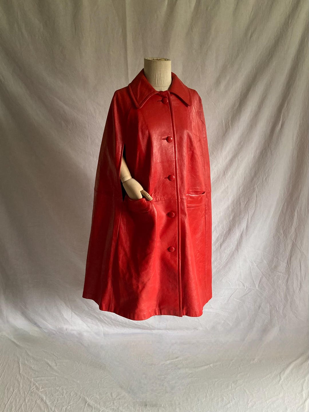 Vintage 60s Red Vinyl Button up Cape Womens 1960s Mod Fashion - Etsy