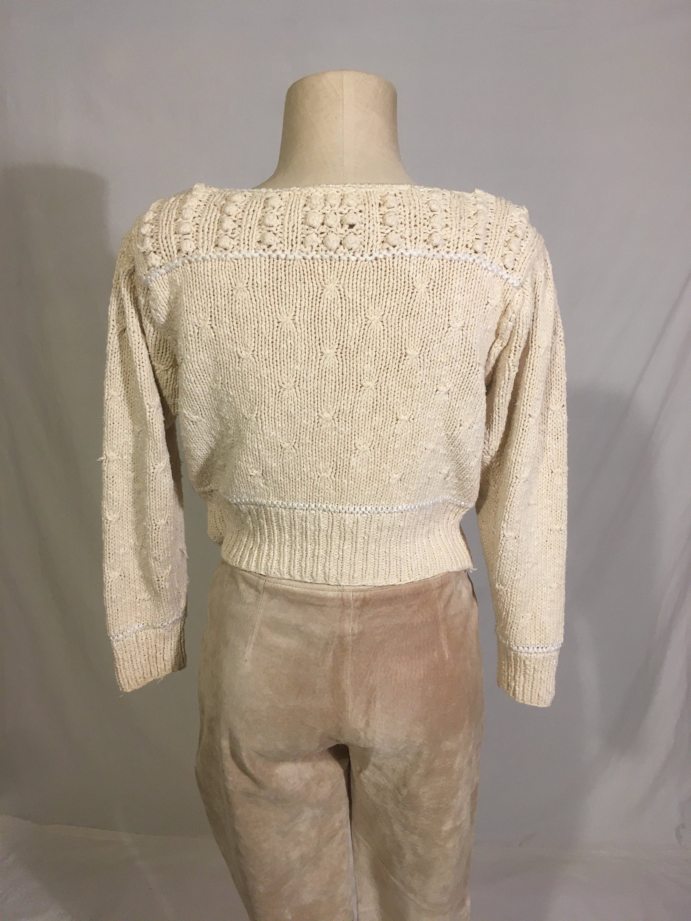 Vintage 80s Liz Claiborne Collection Knitted by Hand Ivory - Etsy