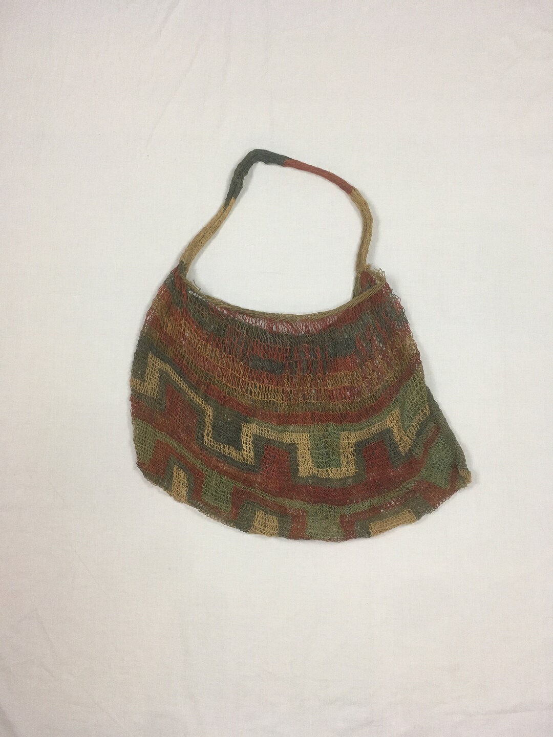 Vintage Bilum Bag Papua New Guinean Woven Vegetable Dyed Hand Spun Tree ...