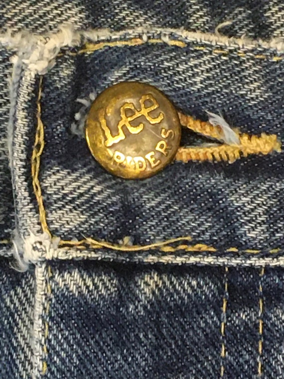 vintage 70s Lee Riders leather patch Lee rivets blue … - Gem