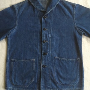 Vintage 40s WWII Denim USN US Navy Shawl Collar Chore Jacket 1940s WW2 ...