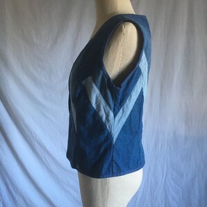 Vintage 70s Blue Jean Patchwork Cotton Denim Vest Jacket Hippie Boho ...