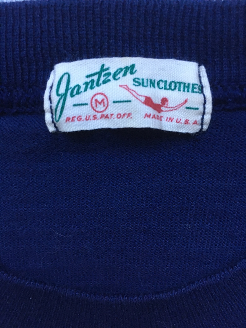 Vintage 40s Jantzen Sun Clothes Wide Striped Knit Cotton Surf Tee Shirt ...