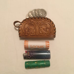 Vintage 50s Mexican Leather Change Purse Tooled Embossed Loop Chain ...