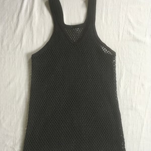 Vintage String Vest Fish Net Black Mesh Tank Top Health Viking ...