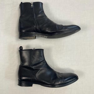 Vintage Mens Zip up Black Leather Ankle Boots Made in Italy Rolando ...