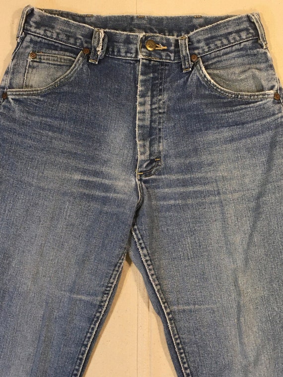 vintage 70s Lee Riders leather patch Lee rivets blue … - Gem