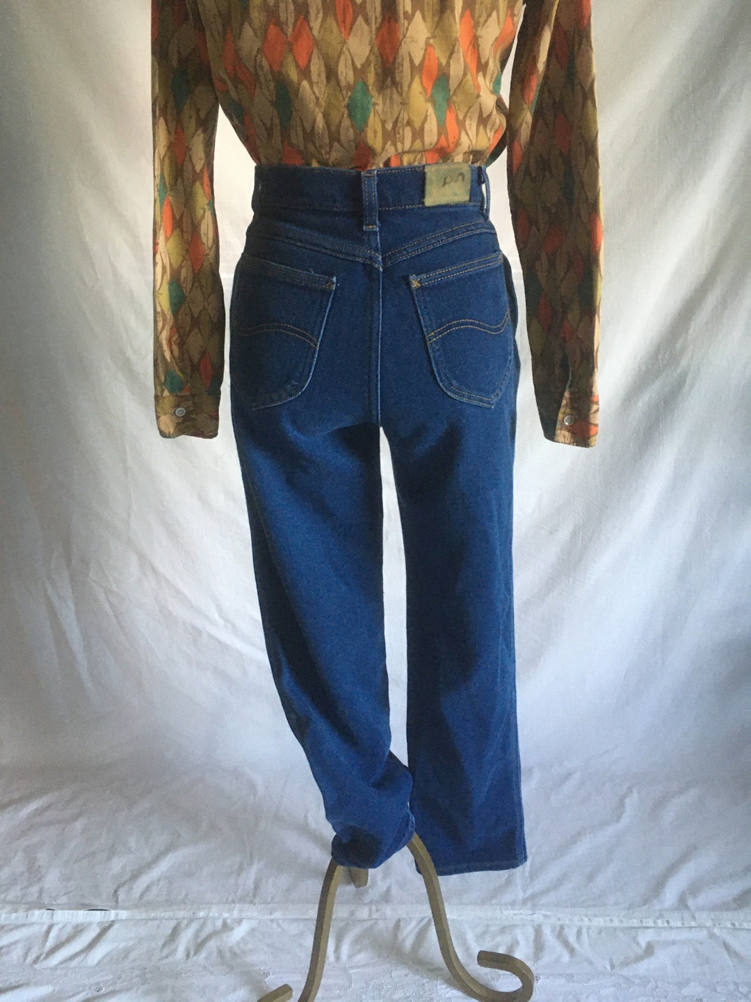 Vintage 80s Lee Blue Jeans High Waist Cotton Poly Denim Made in Usa 26 ...