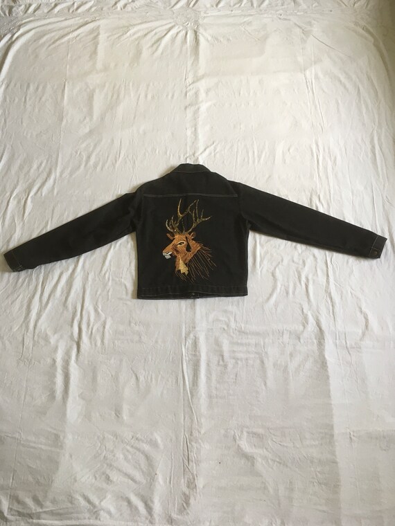 vintage 60s buck steer deer hand embroidered back bla… - Gem