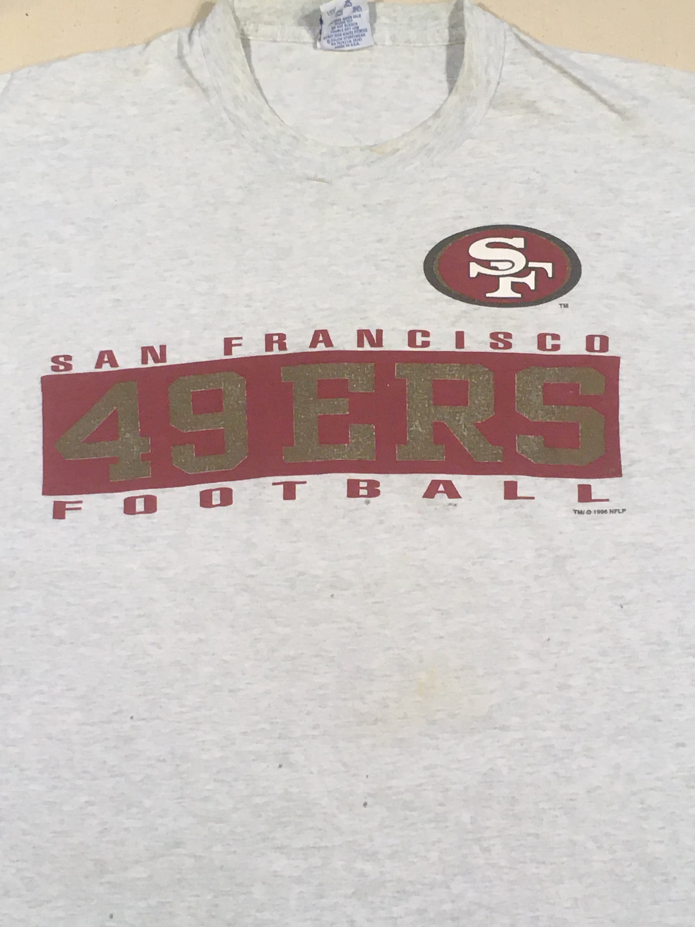 Vintage 90s 1996 SF San Francisco 49ers Football Nflp Light Gray T ...