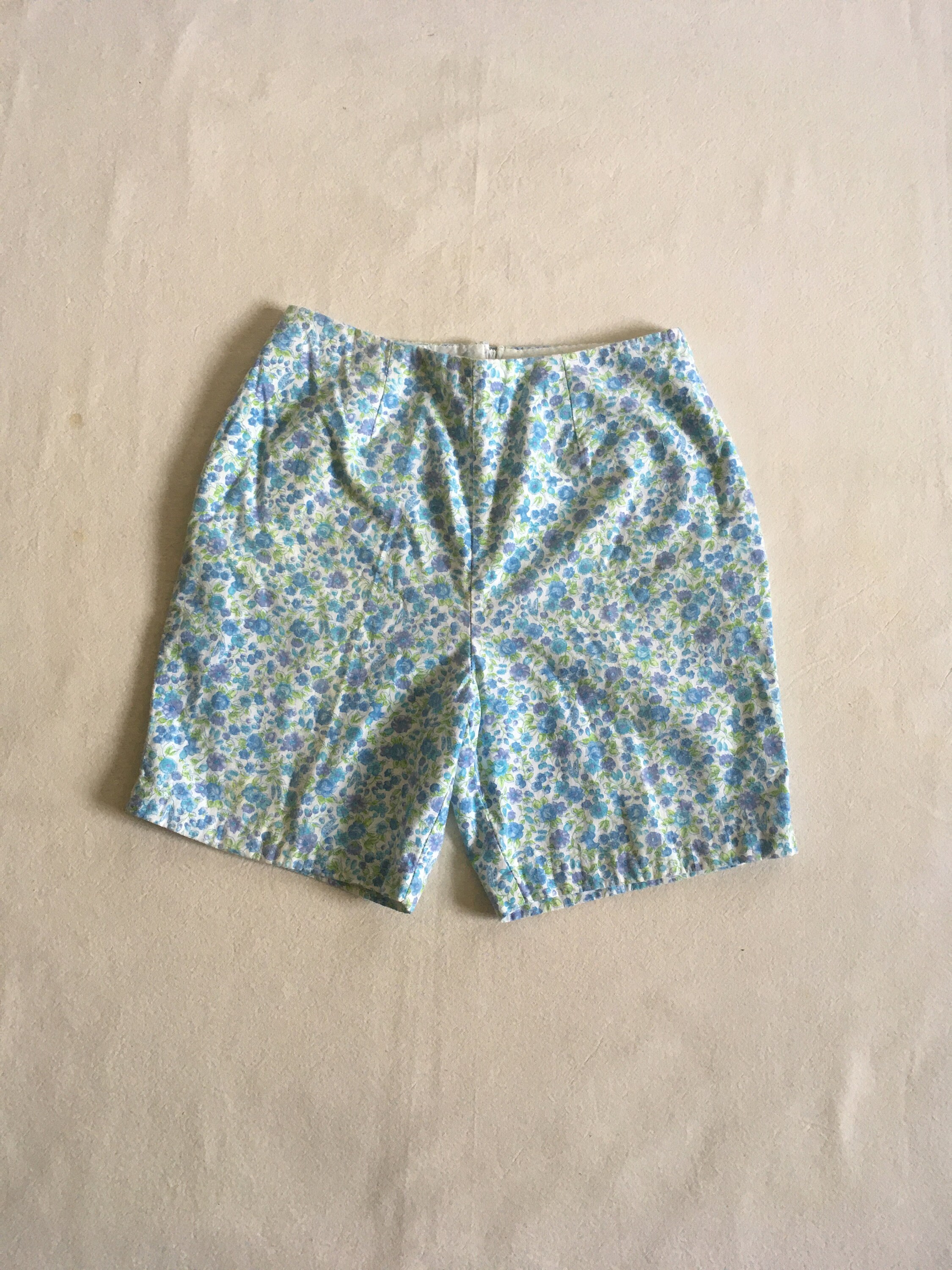 Vintage 50s Sears Roebuck Jr Bazaar Cotton Blue Floral Print High Waist ...
