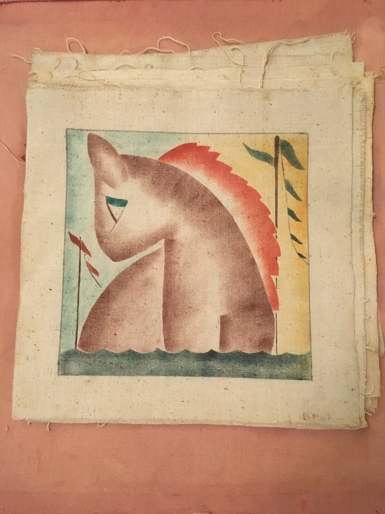 Vintage 20s Art Deco Student Stencil Pictures on Linen Set of - Etsy