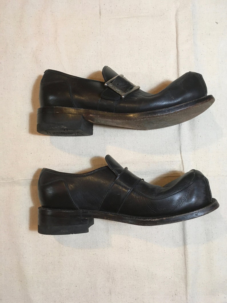 Vintage 90s Muro Welt 6632 Black Leather Bulldog Toe Monk | Etsy