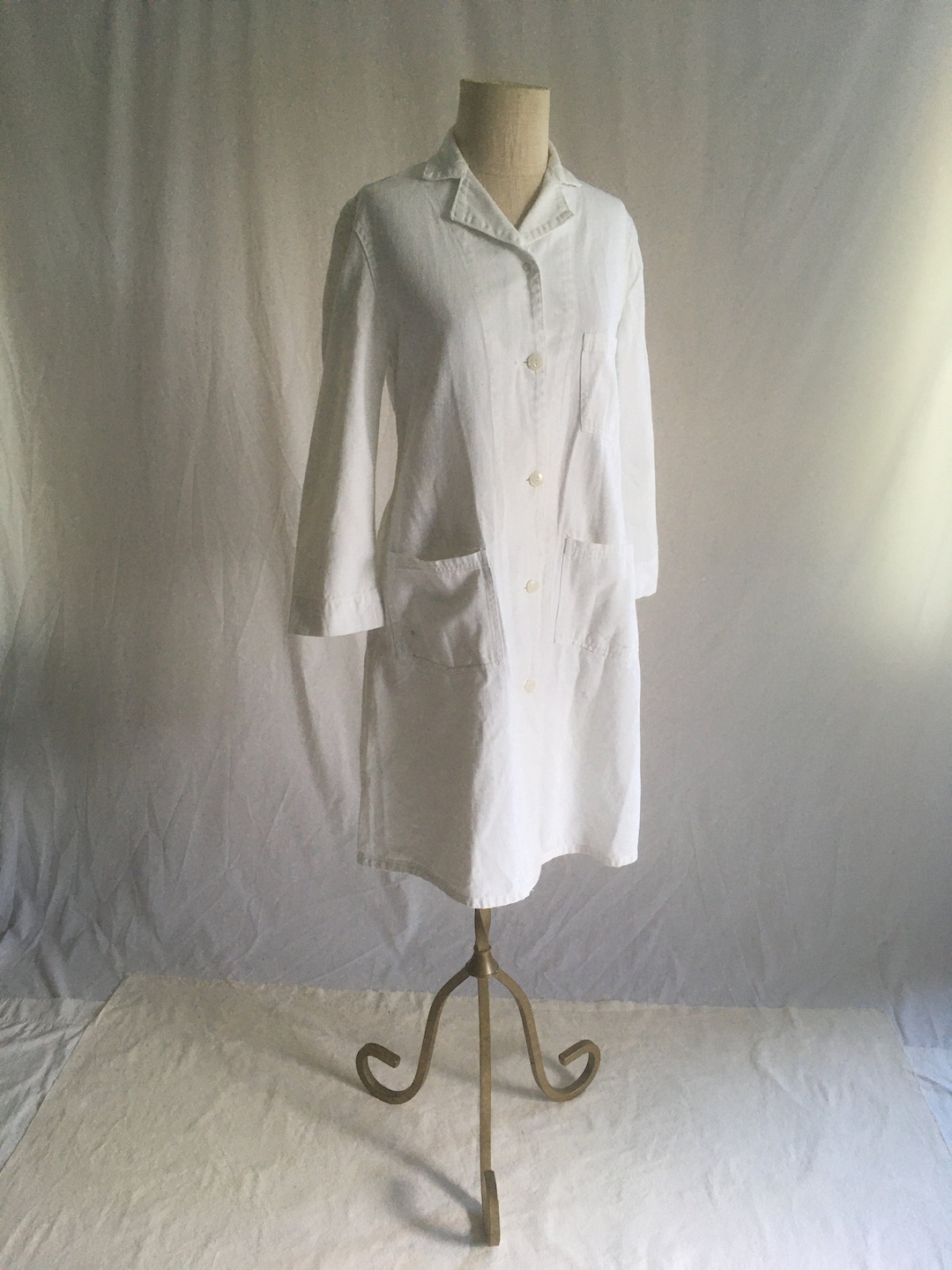 Vintage 50s White Duck Brand Lab Coat Sanforized White Cotton HBT ...