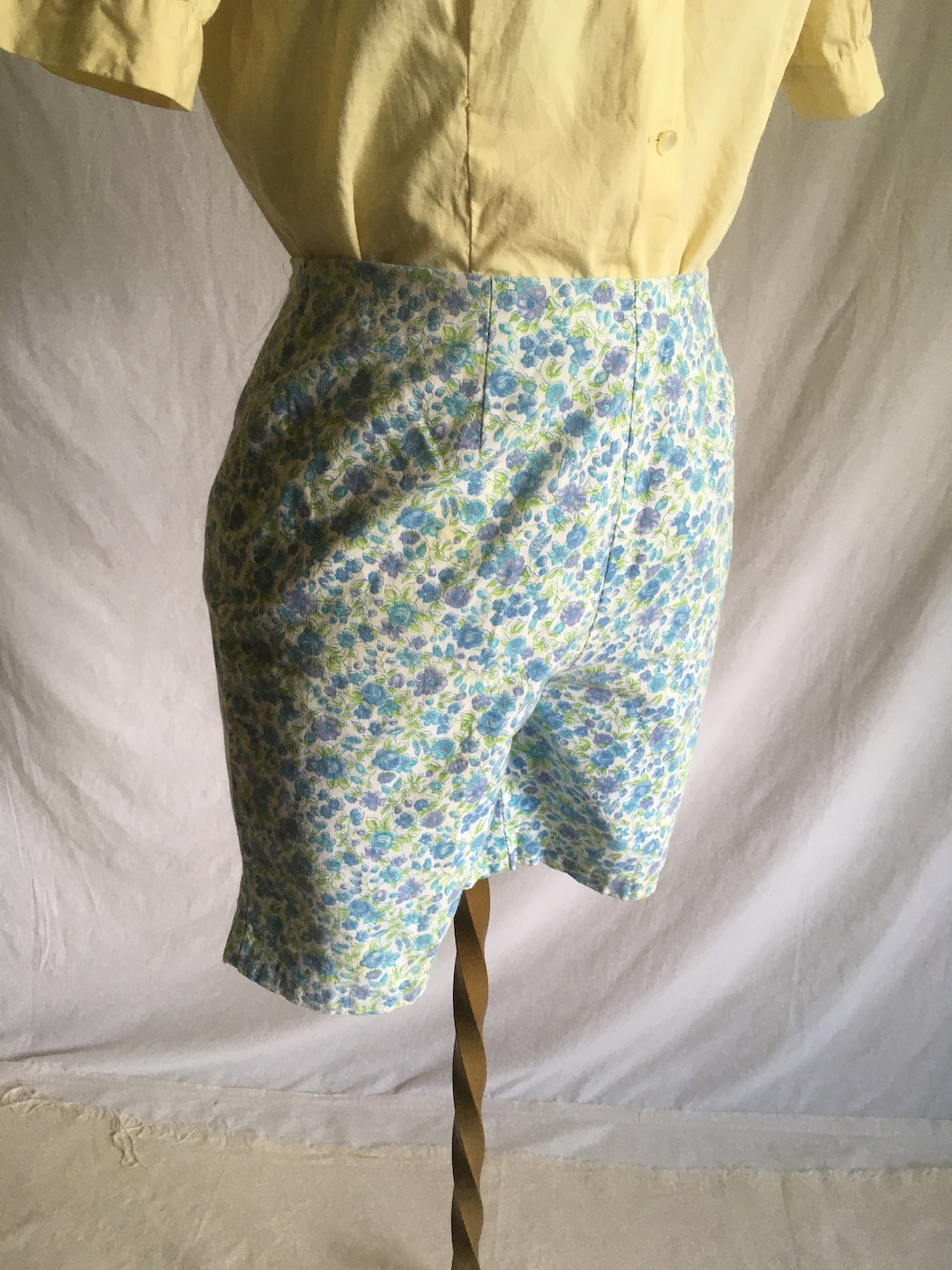 Vintage 50s Sears Roebuck Jr Bazaar Cotton Blue Floral Print High Waist ...