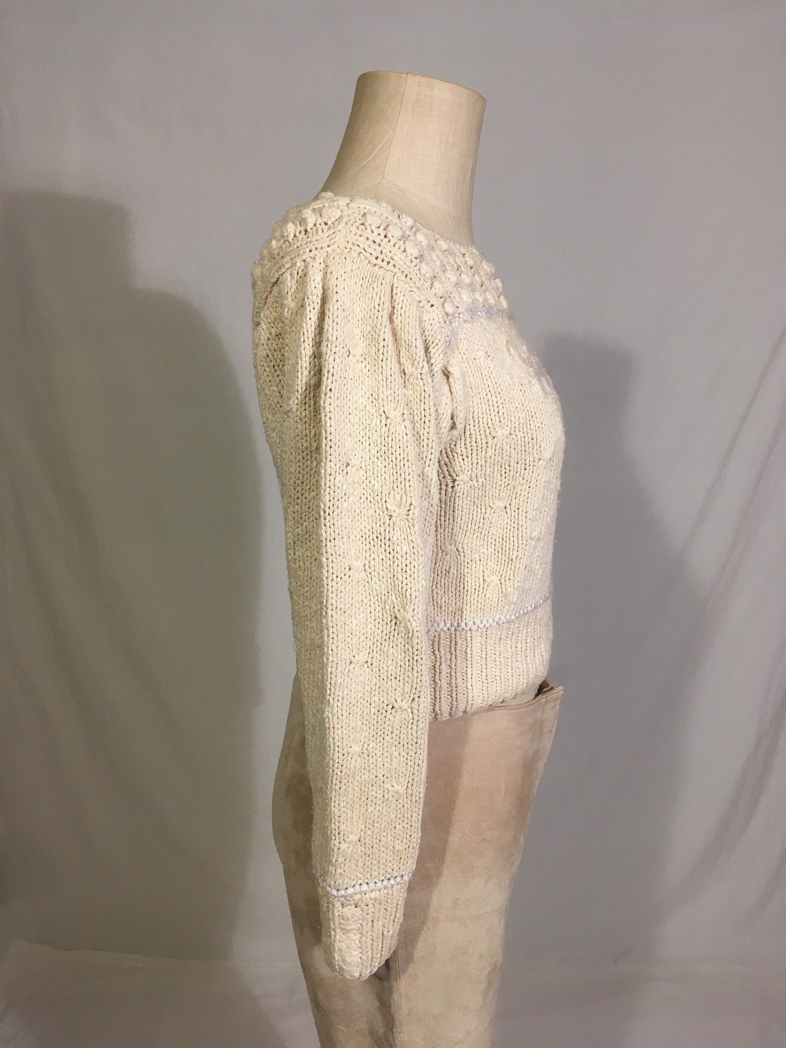 Vintage 80s Liz Claiborne Collection Knitted by Hand Ivory - Etsy
