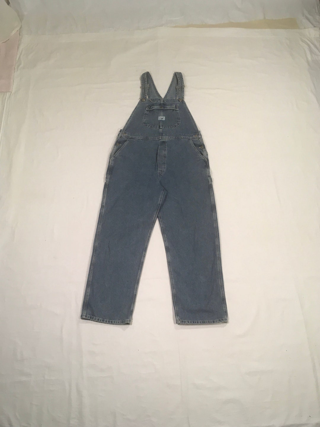Vintage 90s Lee Riveted Light Wash Blue Jean Bib Coveralls Made in Usa ...