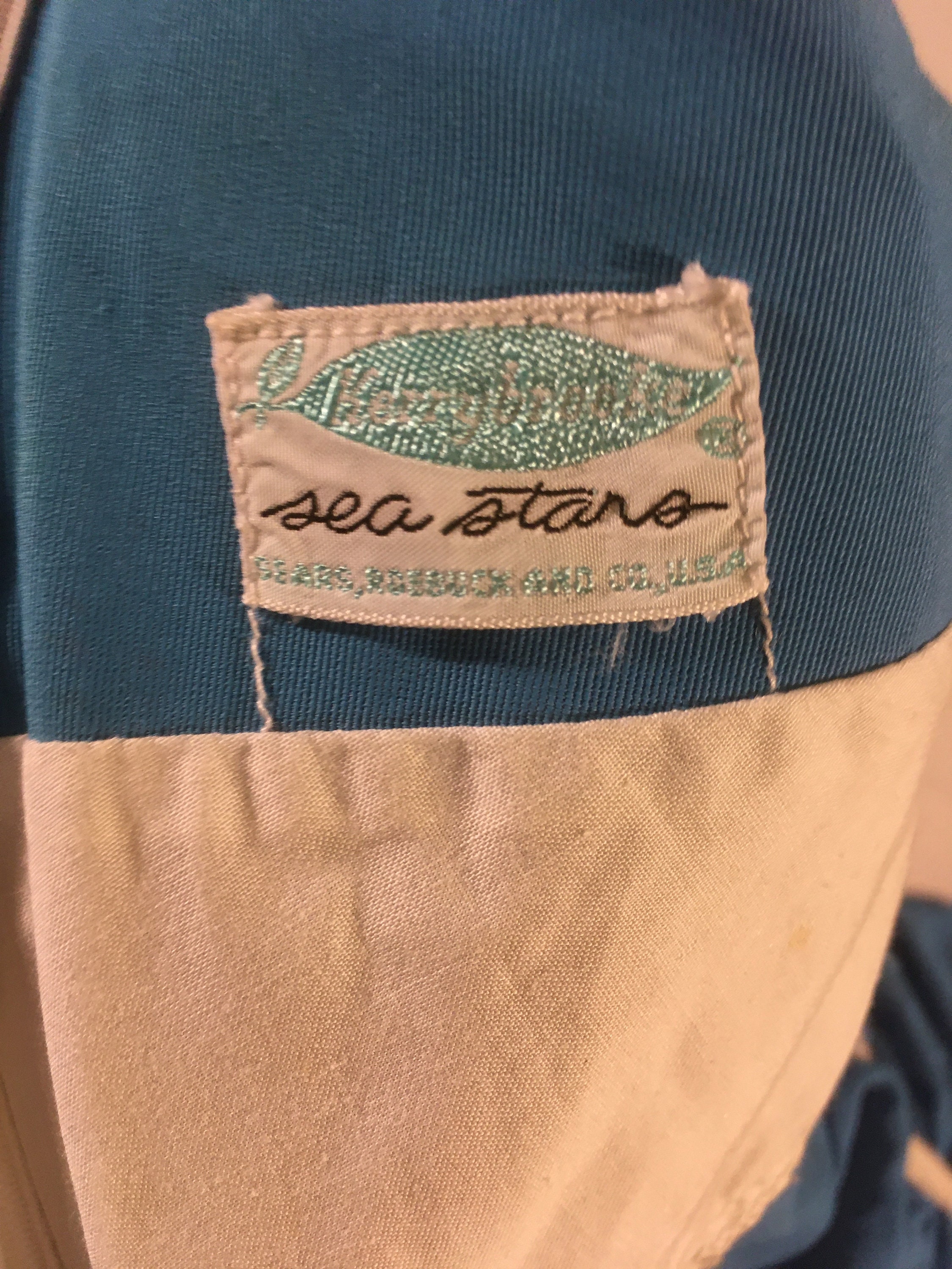 Vintage 50s Kerry Brooke Sea Stars Sears Roebuck Blue Bathing Suit ...
