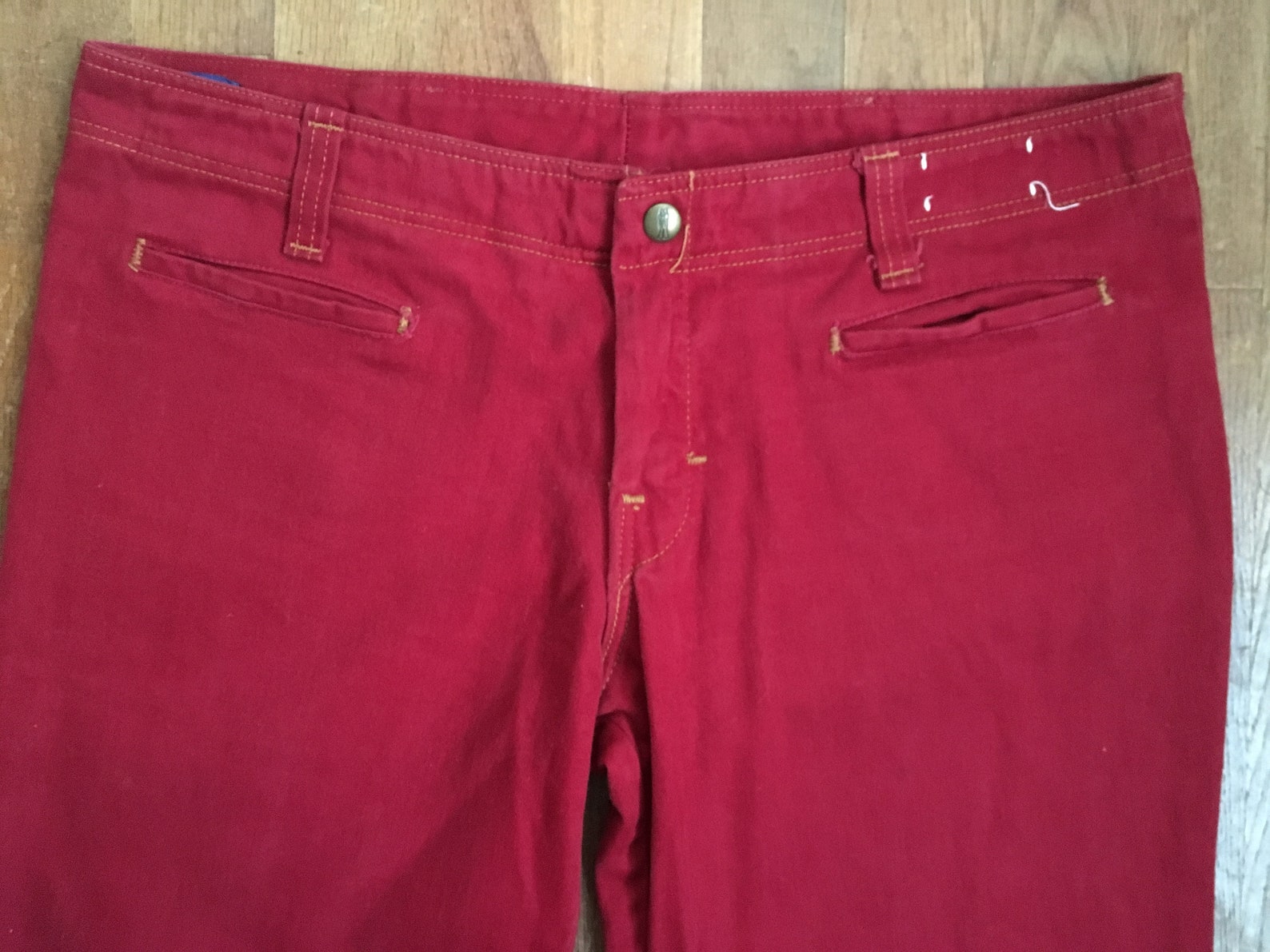 Vintage 70s Red Hip Hugger Wide Leg Jeans Made in Usa 34 X 28 - Etsy