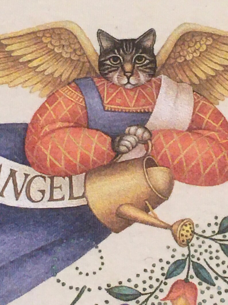 Vintage 90s Garden Angel Cat Stephanie Stouffer Art T Shirt - Etsy