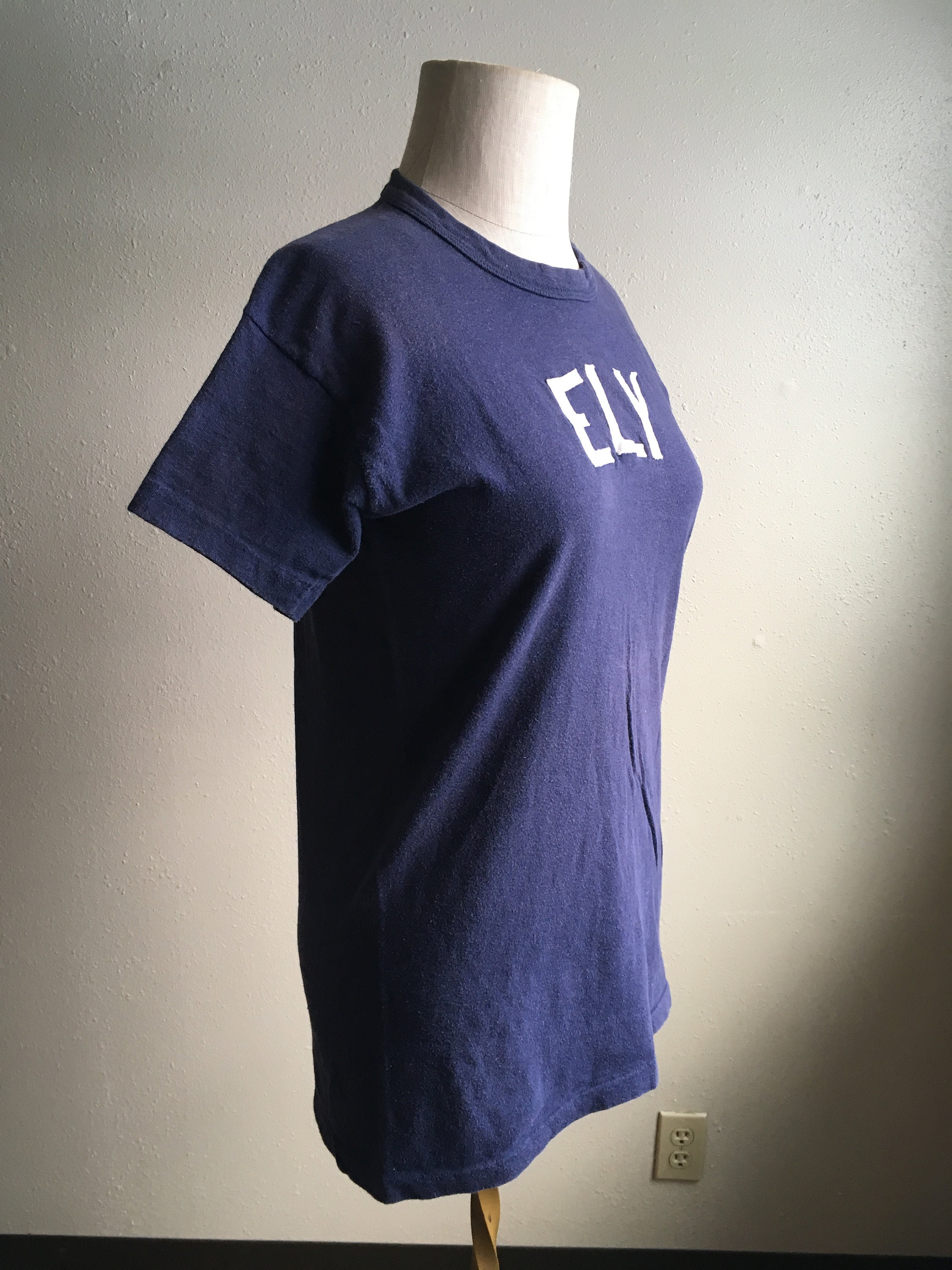 Vintage 60s Russell Southern Company ELY Navy Blue Cotton T Shirt Made ...