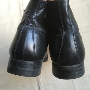 Vintage 20s Mens Black Leather Cap Toe Steel Toe Lace up Ankle Work ...