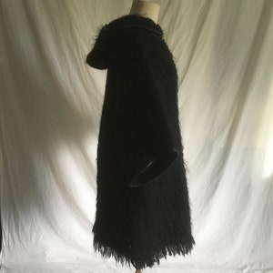 Vintage 60s Black Hooded Shaggy Mohair Coat Bonnie Cashin Design Sills ...