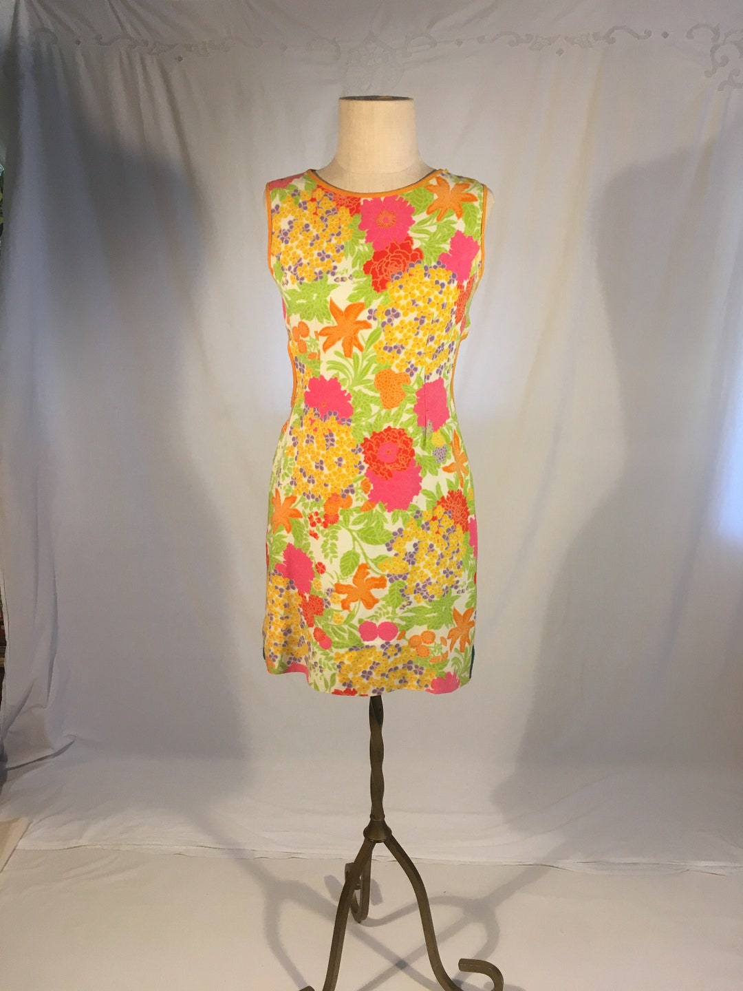 Vintage 60s Gary Jay Original California Floral Print Cut Out Dress Zip ...