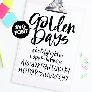 SVG Font INSTANT DOWNLOAD "golden Days" Brush Script Svg Font, Alphabet ...