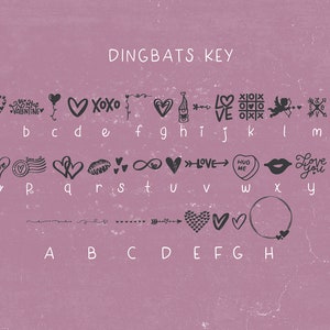 INSTANT .OTF DOWNLOAD "valentine Dingbats" Hand Drawn Font, Valentine's ...