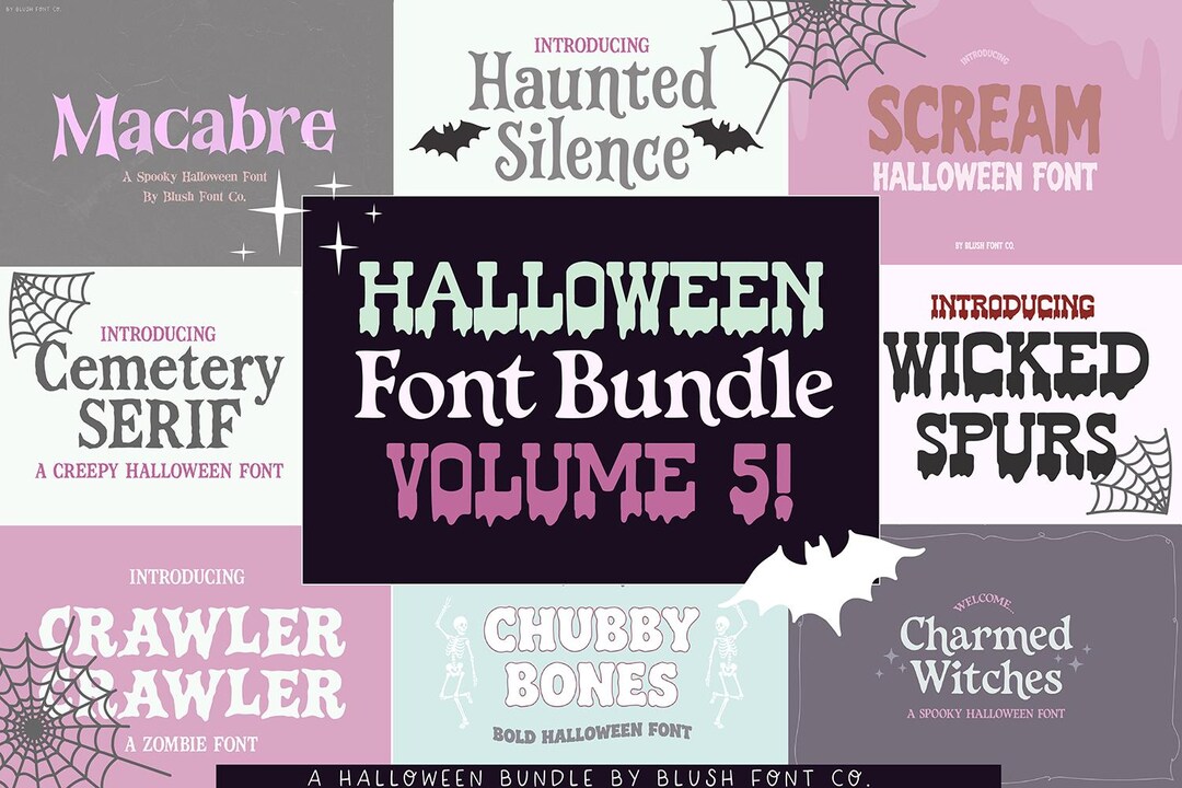 Halloween Font Bundle Vol 5, .OTF Fonts, Halloween Fonts, Cricut ...