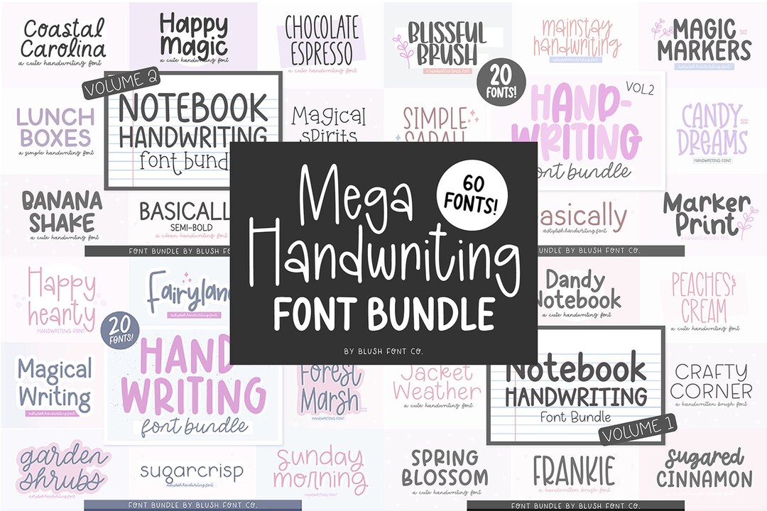 MEGA Handwriting Font Bundle Vol. 1, Font Bundle for Cricut, Goodnotes ...