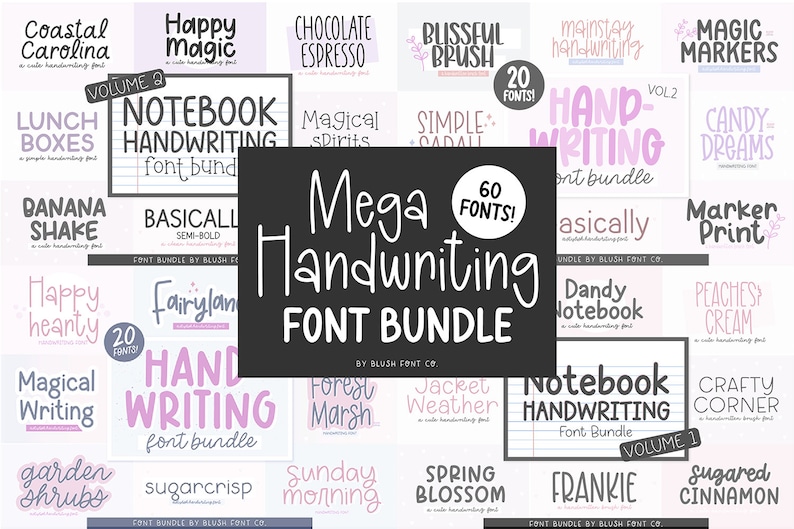 MEGA Handwriting Font Bundle Vol. 1 Font Bundle for Cricut - Etsy