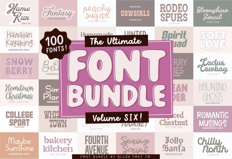 New 100 FONTS Vol. 6 - ULTIMATE Font Bundle, Huge Font Bundle, Cricut ...