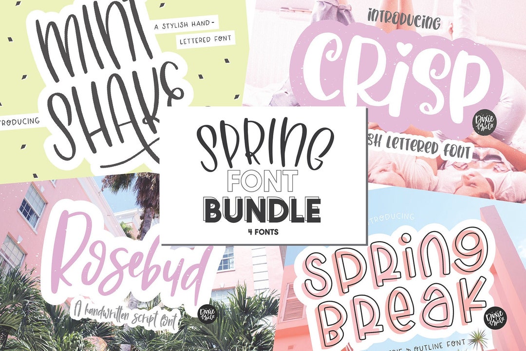Spring Font Bundle, OTF Font, Font Bundle, Hand Lettered Font Bundle ...